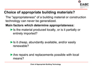 Appropriate material for sustainable building | PPT
