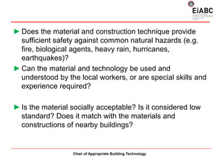 Appropriate material for sustainable building | PPT