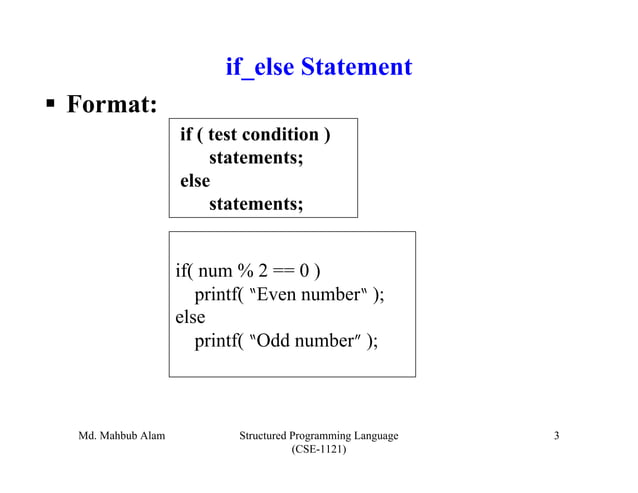 Lecture04(control structure part i) | PPT