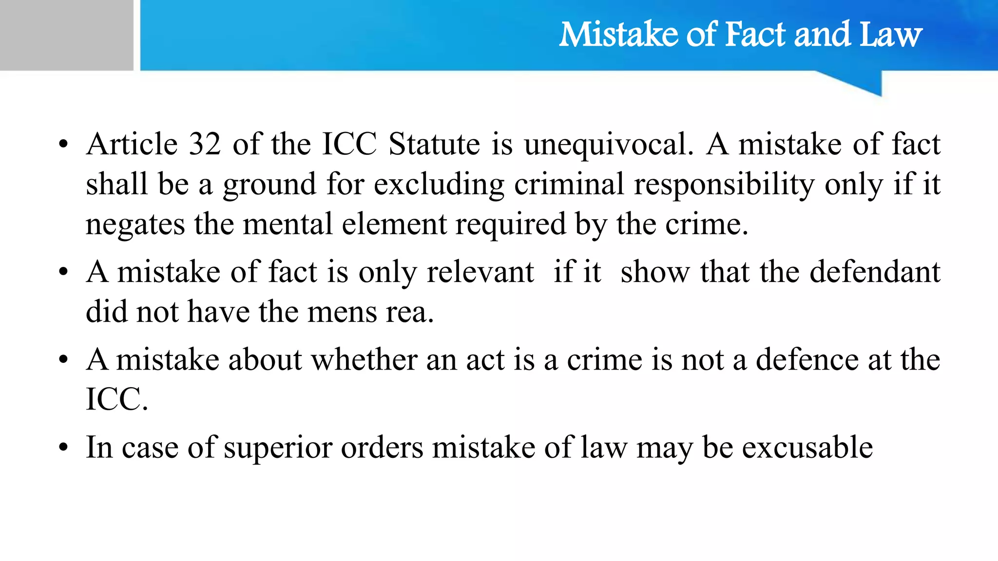 Defences under International Criminal Law | PPTX