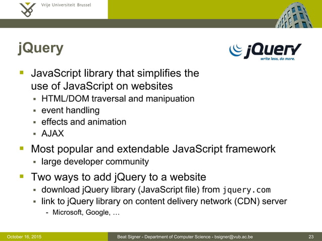 JavaScript and jQuery - Web Technologies (1019888BNR) | PDF | Web Design and HTML | Internet