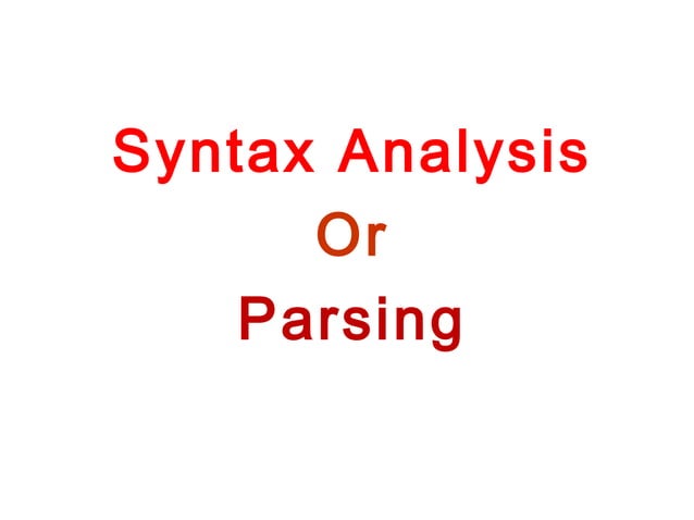 Lecture 04 syntax analysis | PPT