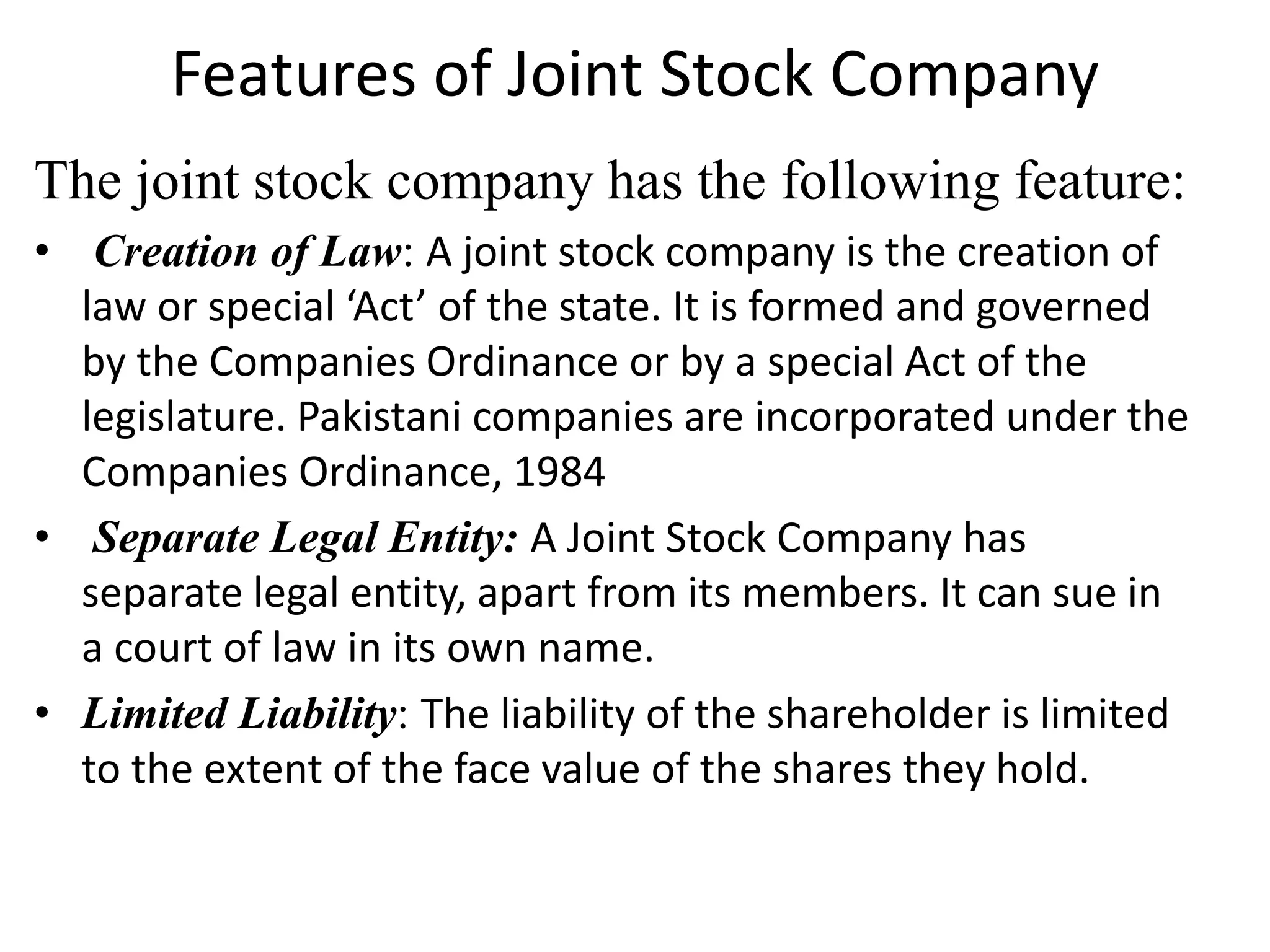 Joint Stock Companies | PPTX
