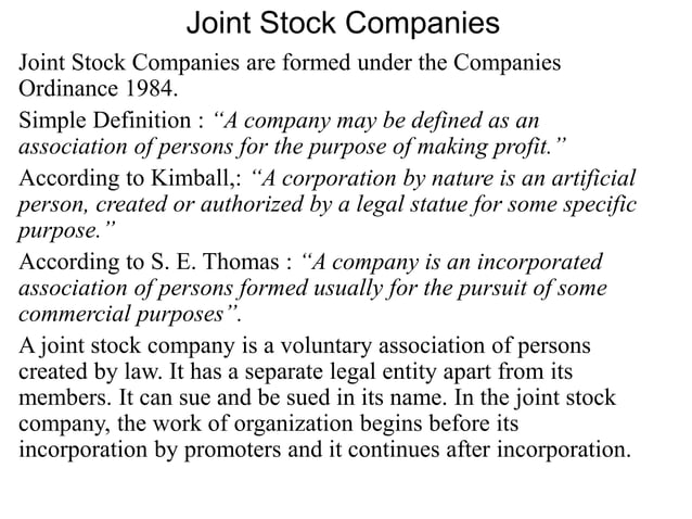 Joint Stock Companies | PPTX | Stocks and Bonds | Personal Investing