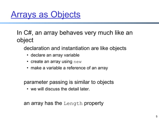 Visula C# Programming Lecture 5 | PPT