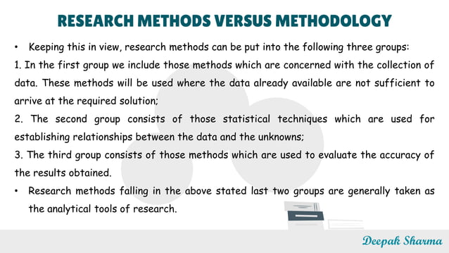 Lecture 05 Research Methods Versus Methodology | PPT