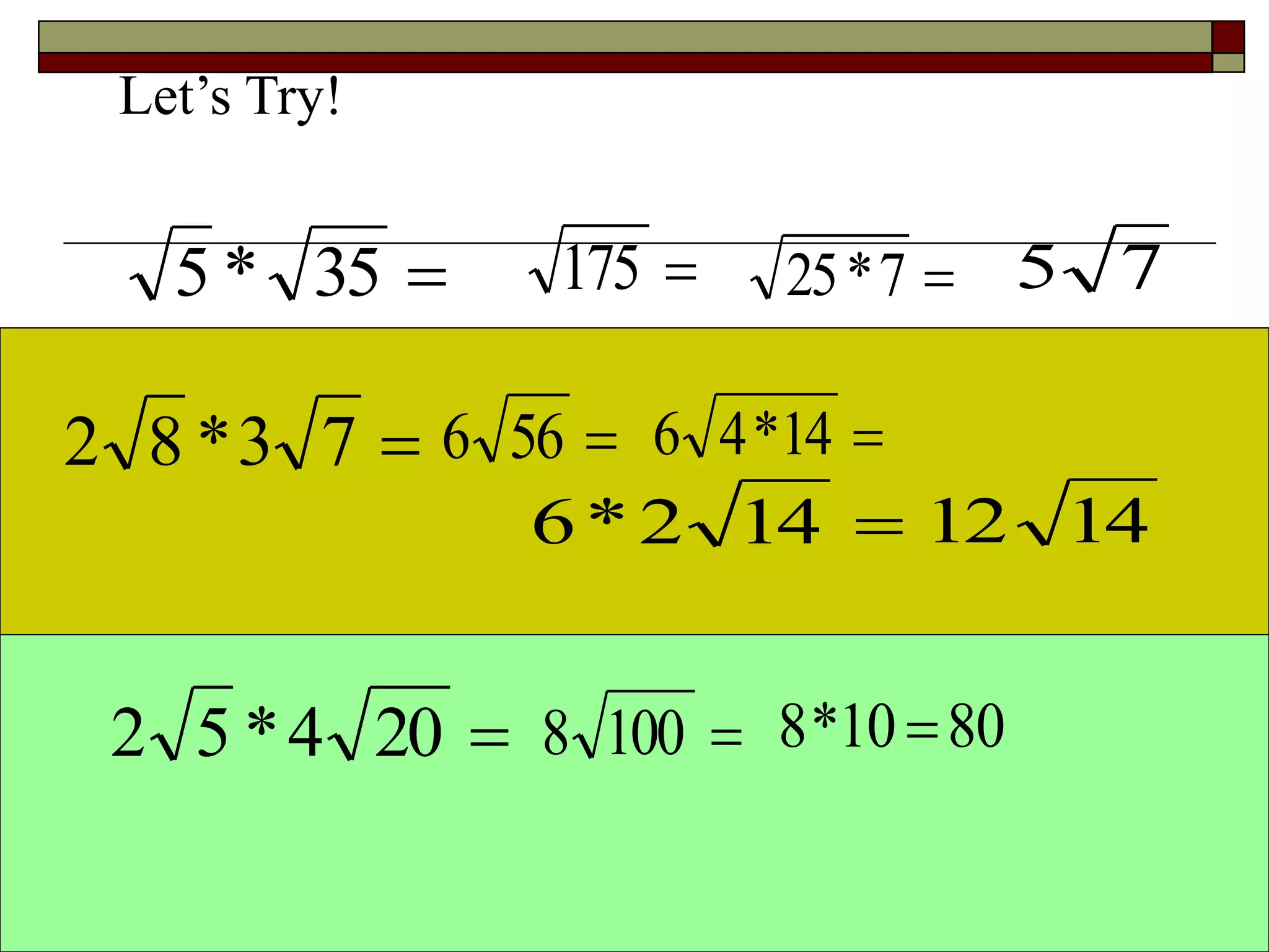 Lecture 05 b radicals multiplication and division | PPTX