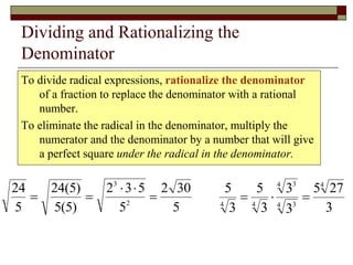 Lecture 05 b radicals multiplication and division | PPTX