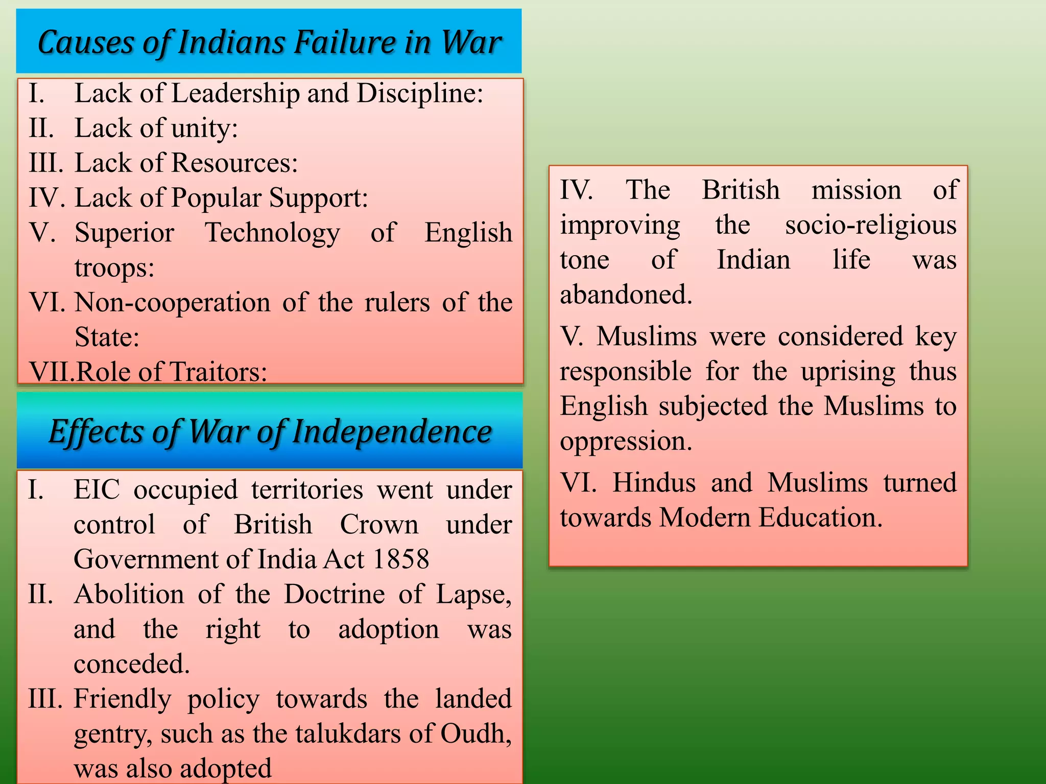 Lecture 05 causes & effects of war of independence 1857 | PPTX