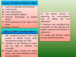 Lecture 05 causes & effects of war of independence 1857 | PPTX