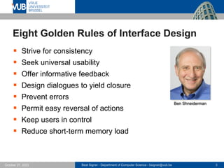 Design Guidelines and Models - Lecture 5 - Human-Computer Interaction (1023841ANR) | PPT