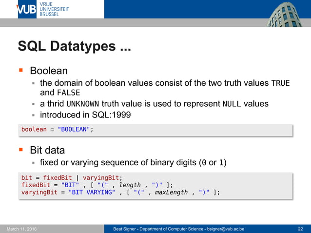 Structured Query Language Sql Lecture 5 Introduction To Databases 1007156anr 3019