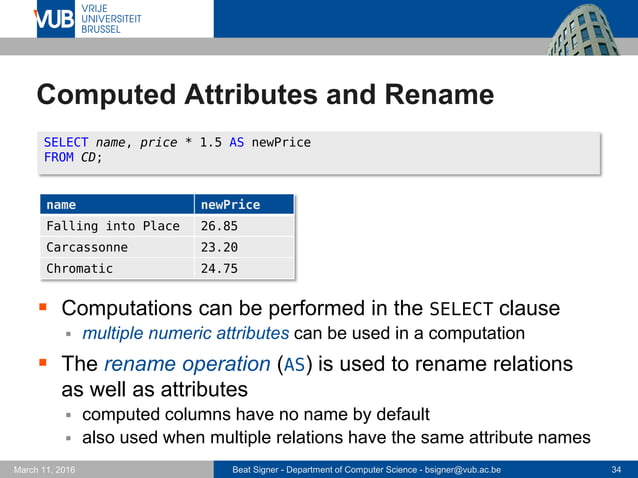 Structured Query Language (SQL) - Lecture 5 - Introduction to Databases ... Structured Query Language (SQL) - Lecture 5 - Introduction to Databases ...