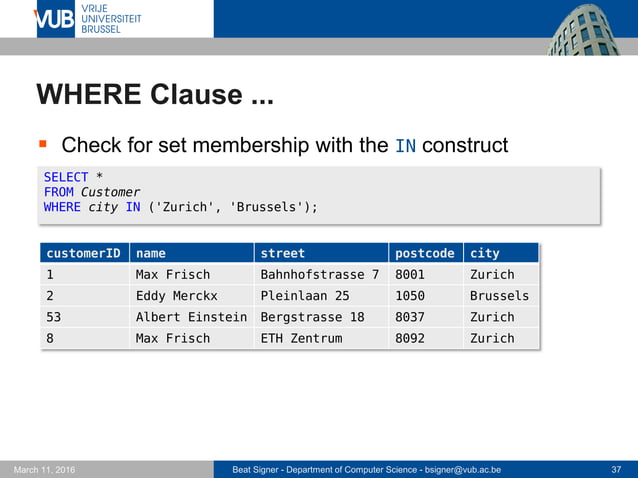 Structured Query Language Sql Lecture 5 Introduction To Databases 1007156anr