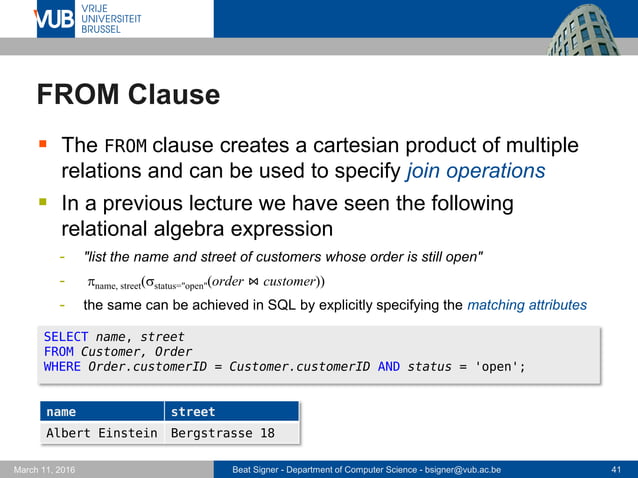 Structured Query Language Sql Lecture 5 Introduction To Databases 1007156anr 5316