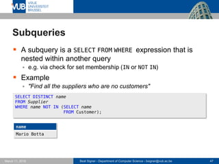Structured Query Language (SQL) - Lecture 5 - Introduction to Databases ...
