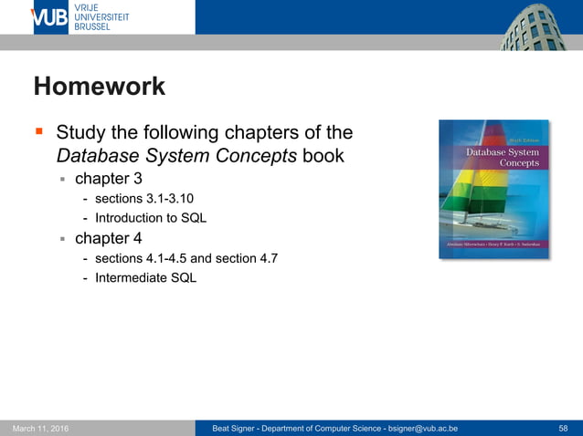 Structured Query Language Sql Lecture 5 Introduction To Databases 1007156anr