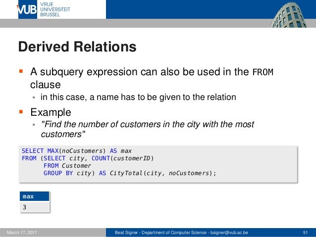 Structured Query Language Sql Lecture 5 Introduction To Databas