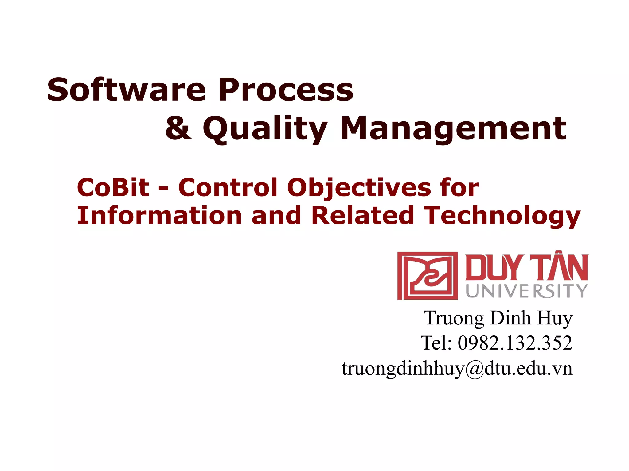 Lecture 06 Cobit Control Objectives For Information And Related Technology Pdf
