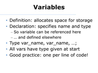 Lecture06-TypesVarsConsts variables data types | PPT
