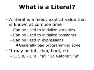 Lecture06-TypesVarsConsts variables data types | PPT