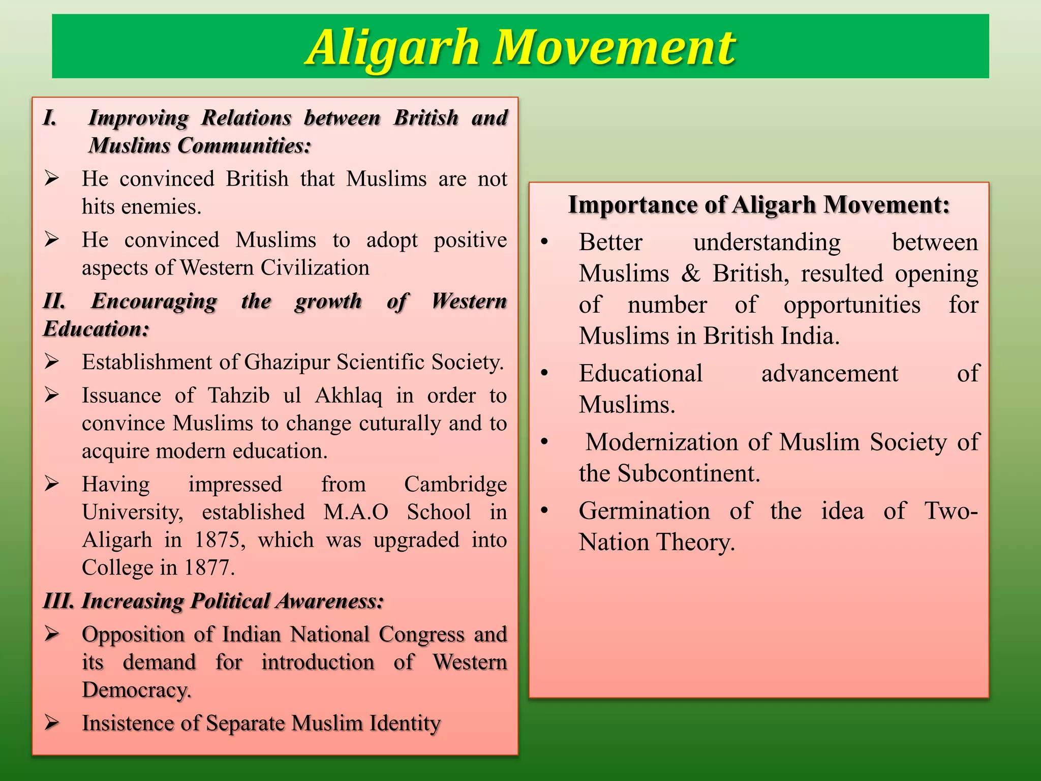 Lecture 06 aligarh movement and its achivement | PPTX
