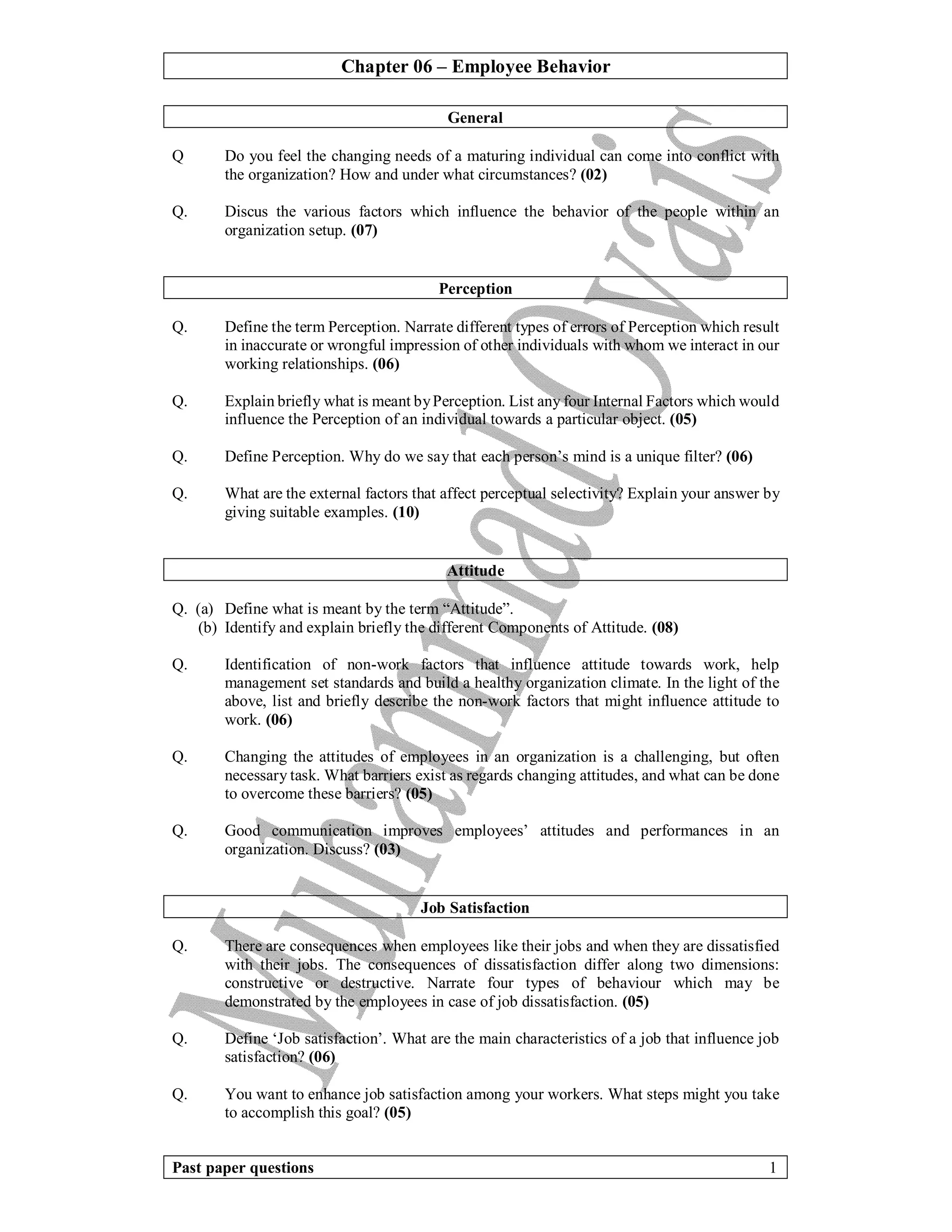 Lecture 06 bmbs employee behaviour qs | PDF