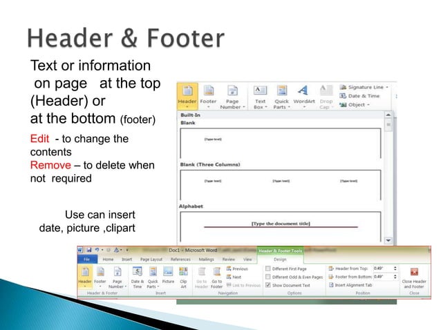 Lecture 06 insert tab word 2007 | PPTX | Desktop Publishing | Computer Software and Applications