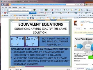 Lecture 06 linear equations in one variable | PPTX