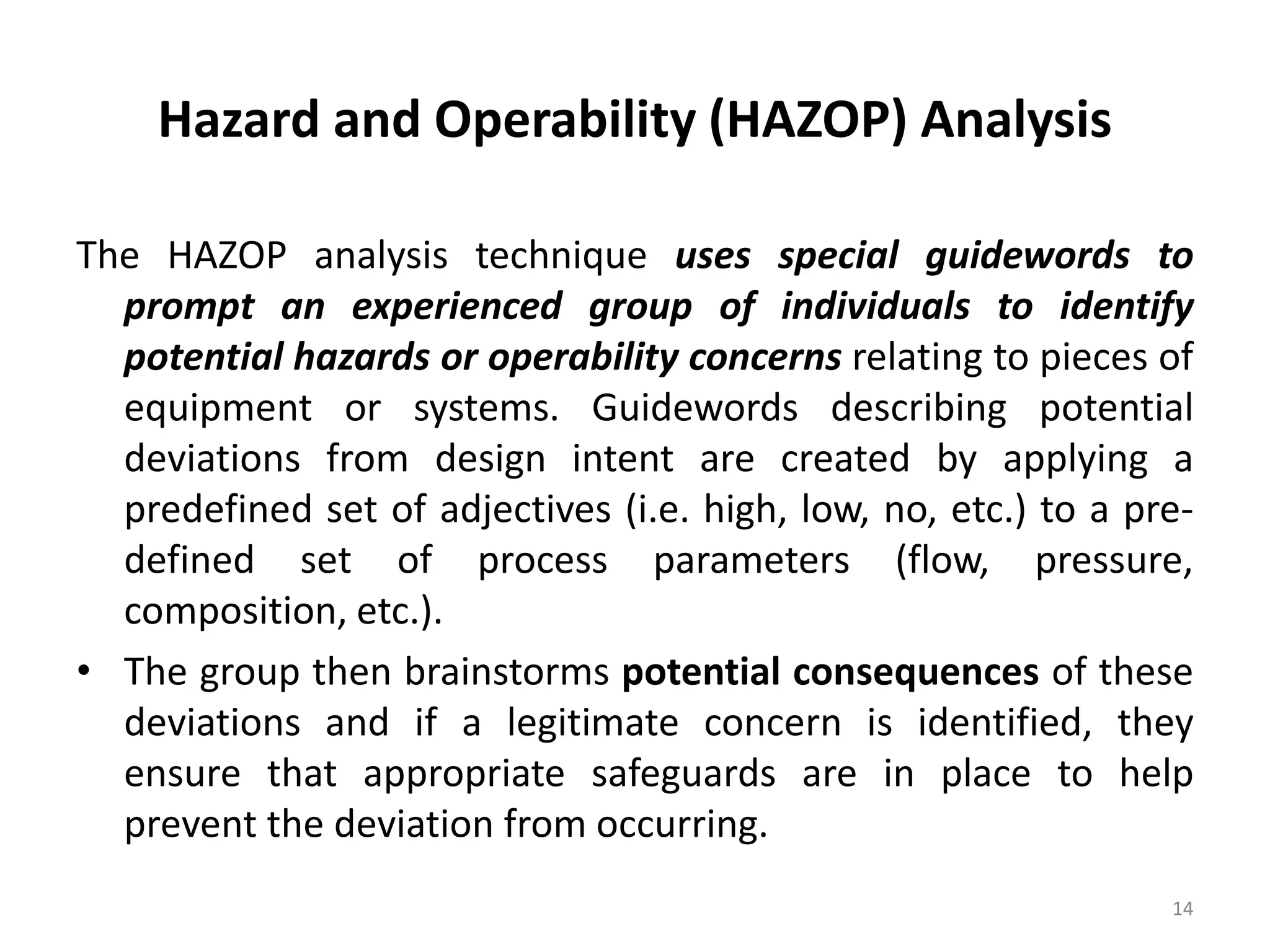 hazard identification methods in risk analysis | PPTX | Chemistry | Science