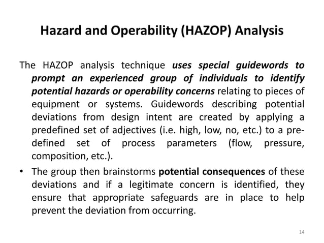 hazard identification methods in risk analysis | PPTX | Chemistry | Science