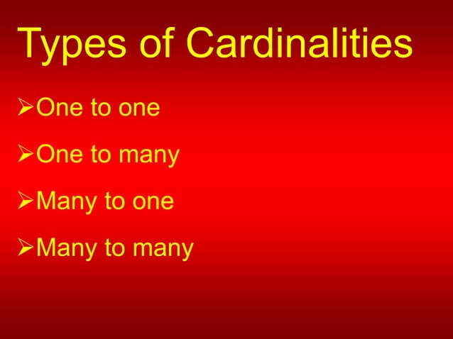 Degree of relationships in DBMS and cardinality | PPT | Databases | Computer Software and ...