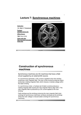 Lecture 07 synchronous machines | PDF