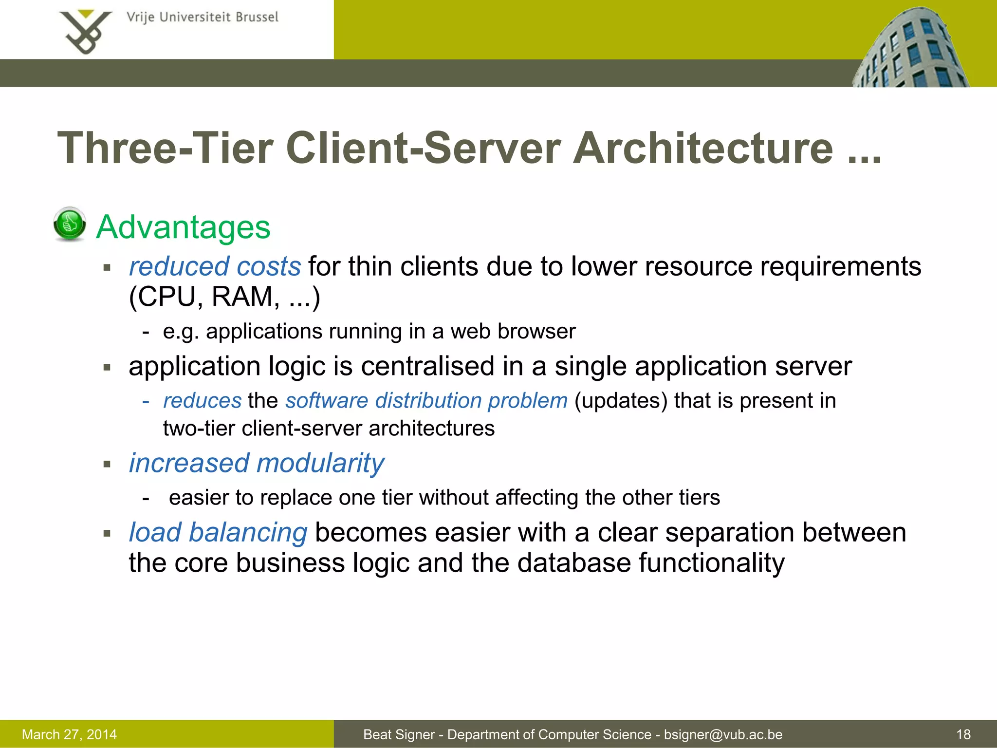 DBMS Architectures and Features - Lecture 7 - Introduction to Databases (1007156ANR) | PPT