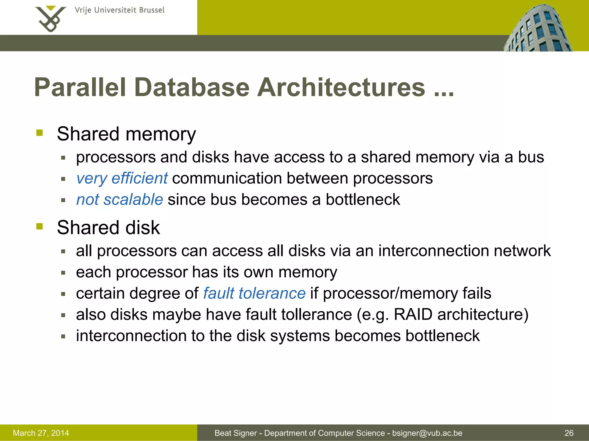 DBMS Architectures and Features - Lecture 7 - Introduction to Databases (1007156ANR) | PPT