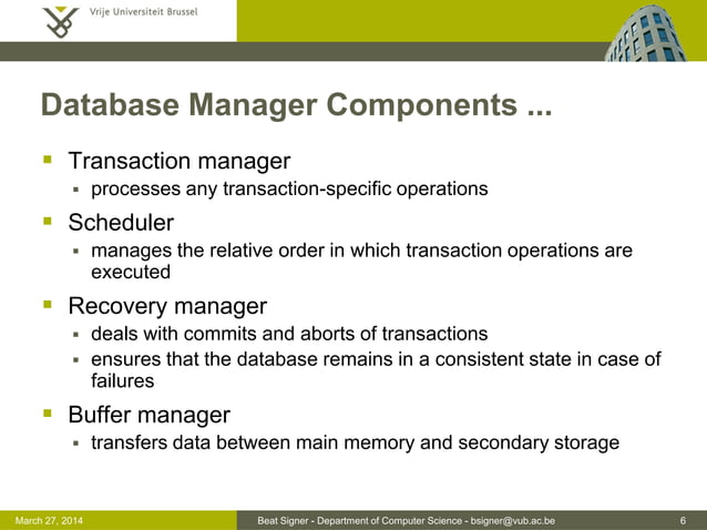 Dbms Architectures And Features Lecture 7 Introduction To Databases 1007156anr Ppt