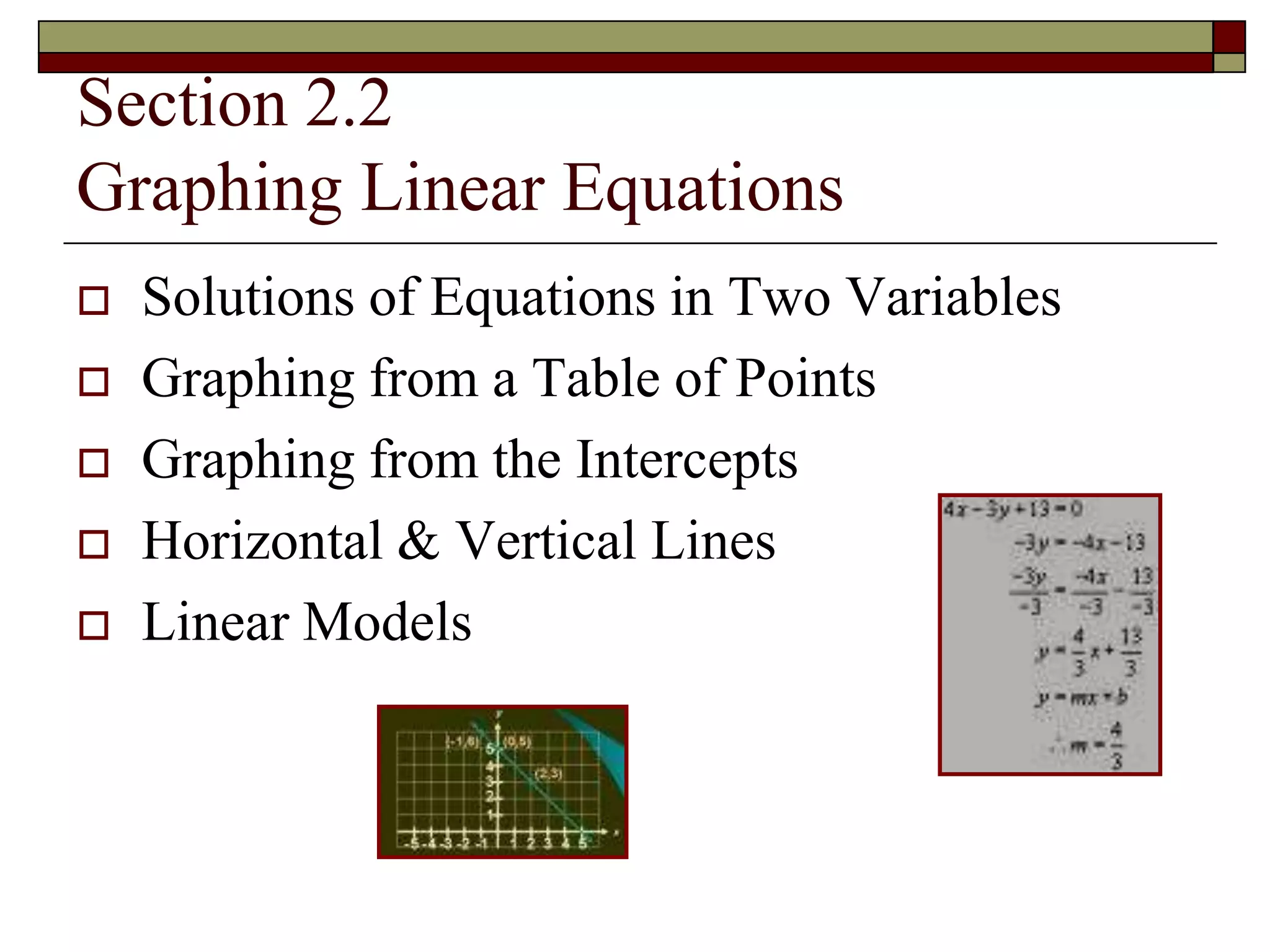 Lecture 07 graphing linear equations | PPT