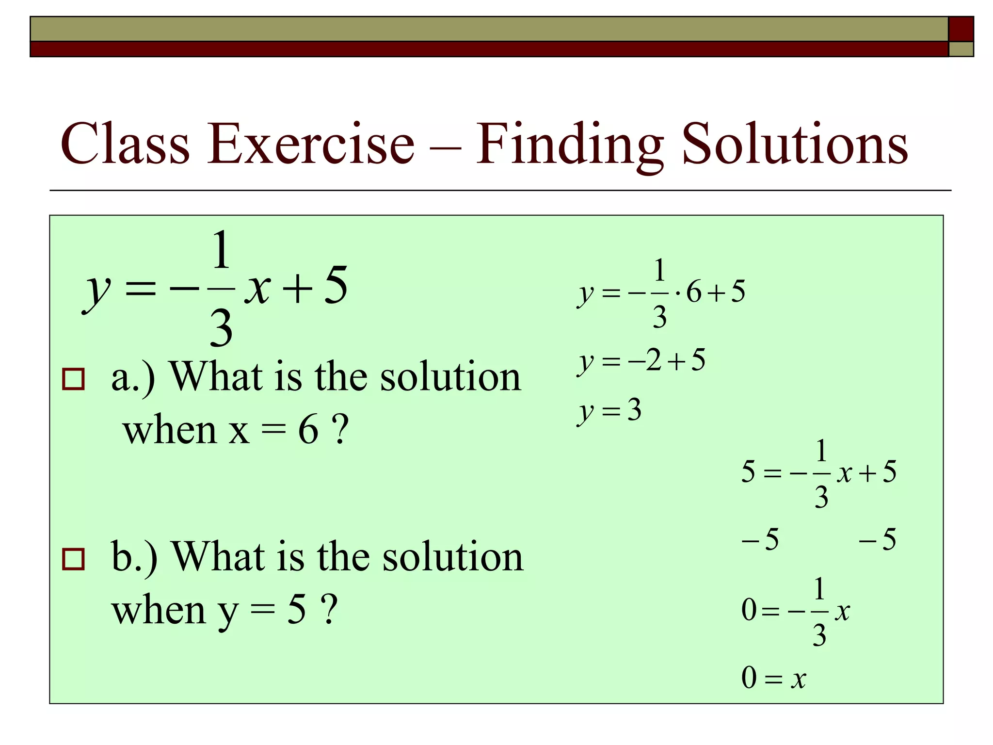 Lecture 07 graphing linear equations | PPT