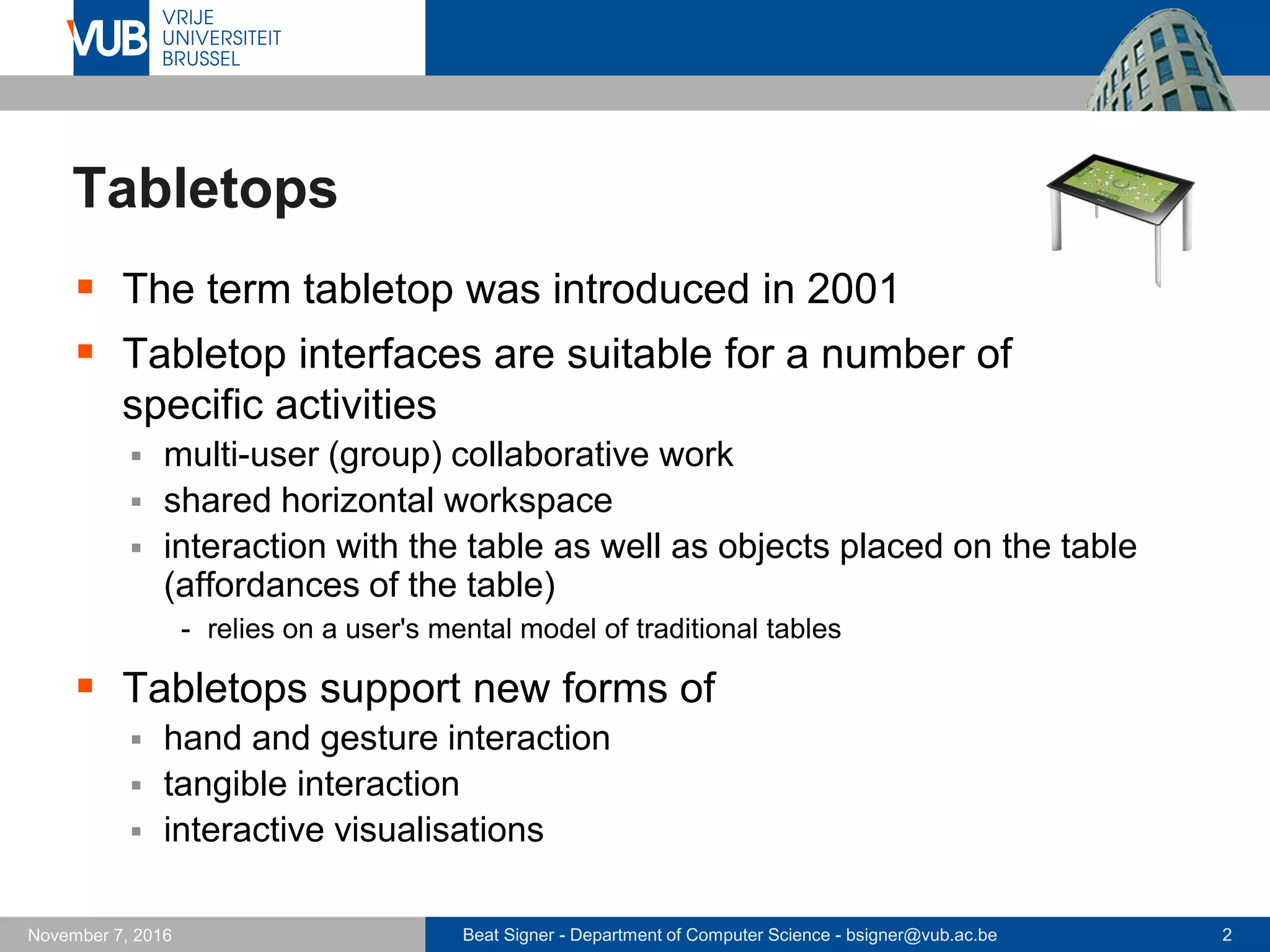 Interactive Tabletops And Surfaces Lecture 07 Next Generation User Interfaces 4018166fnr Ppt
