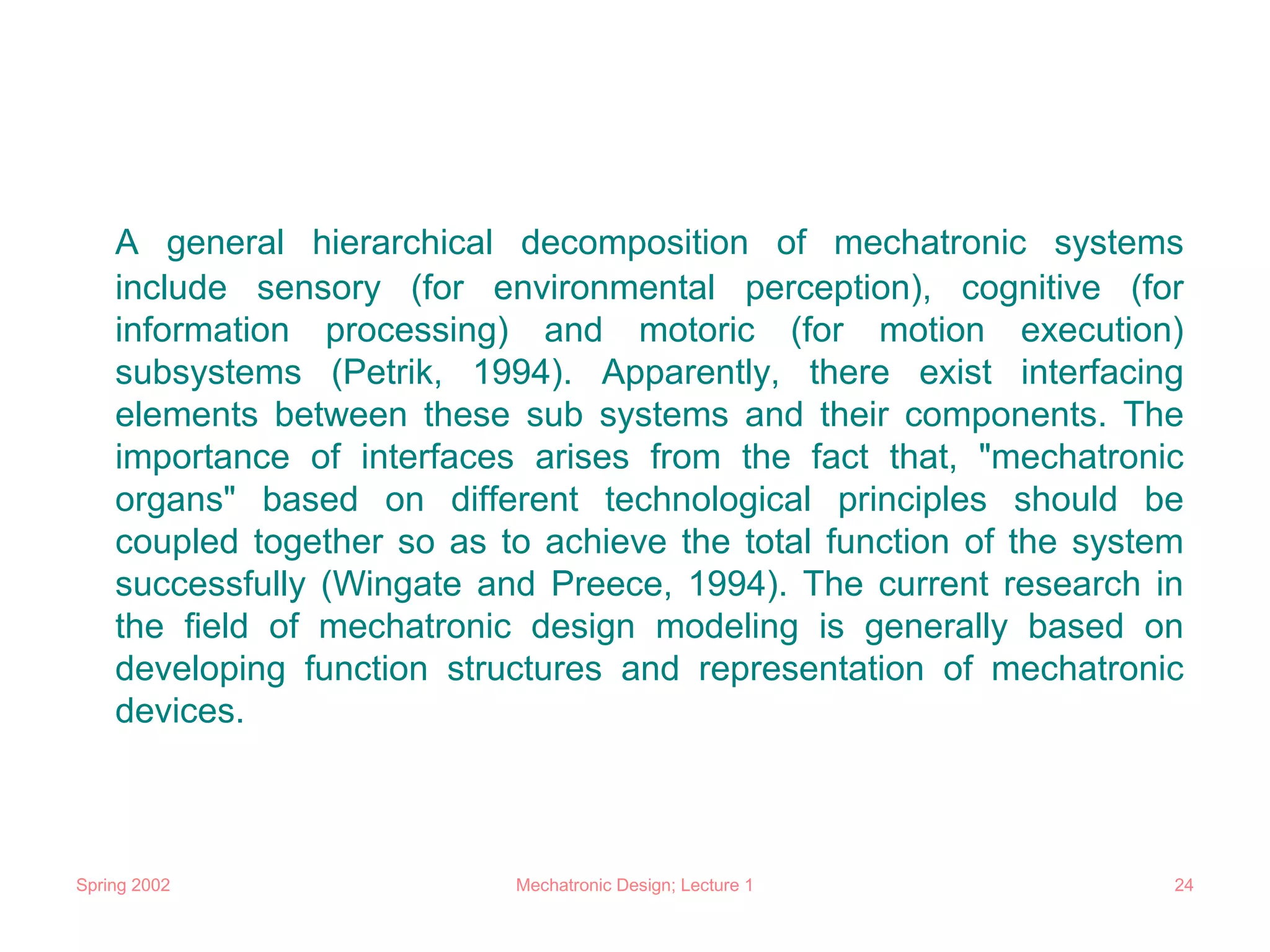 Lecture 07 mechatronic design concepts | PPT