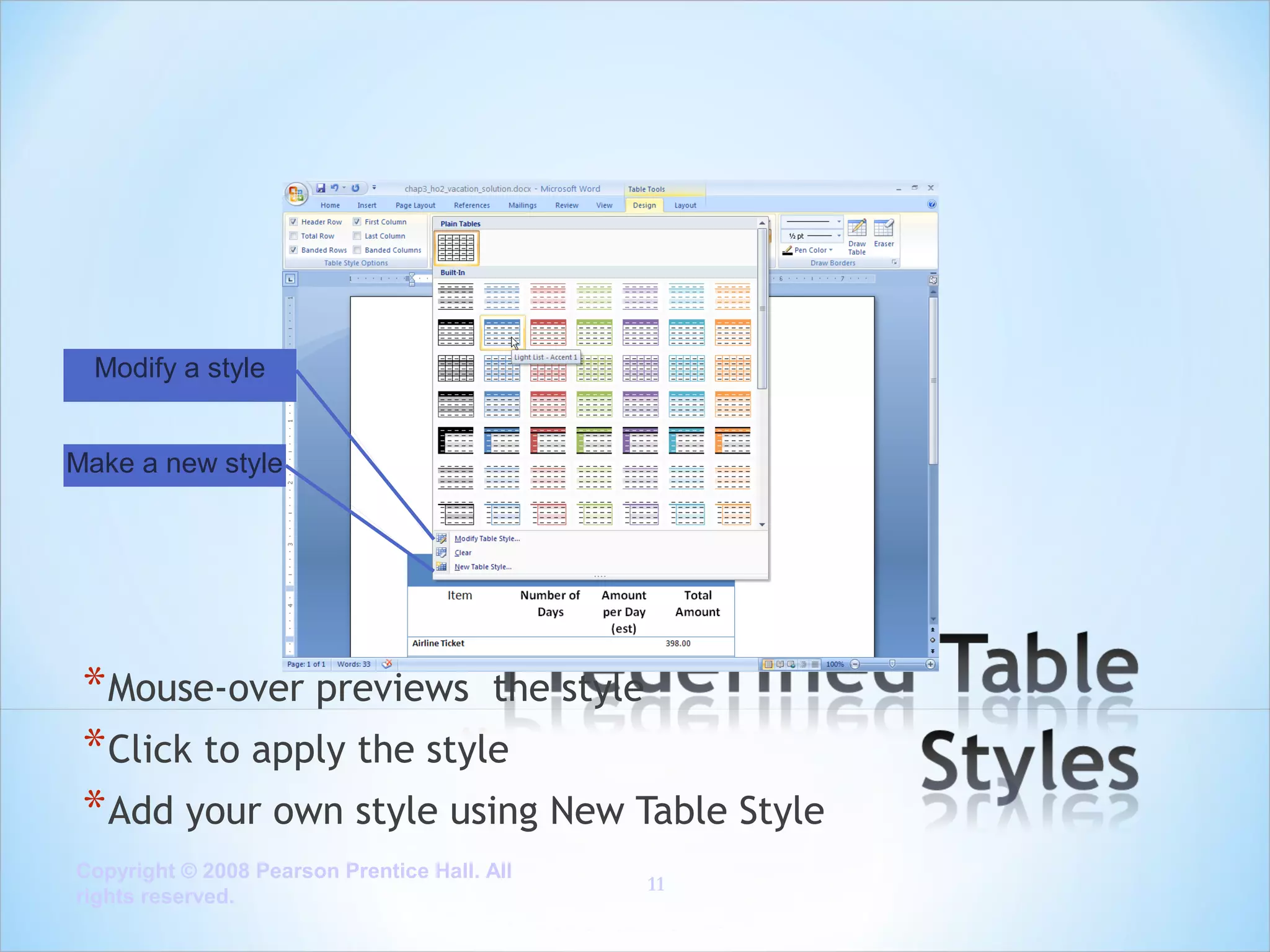 MS Word 2007 insert tables | PPT