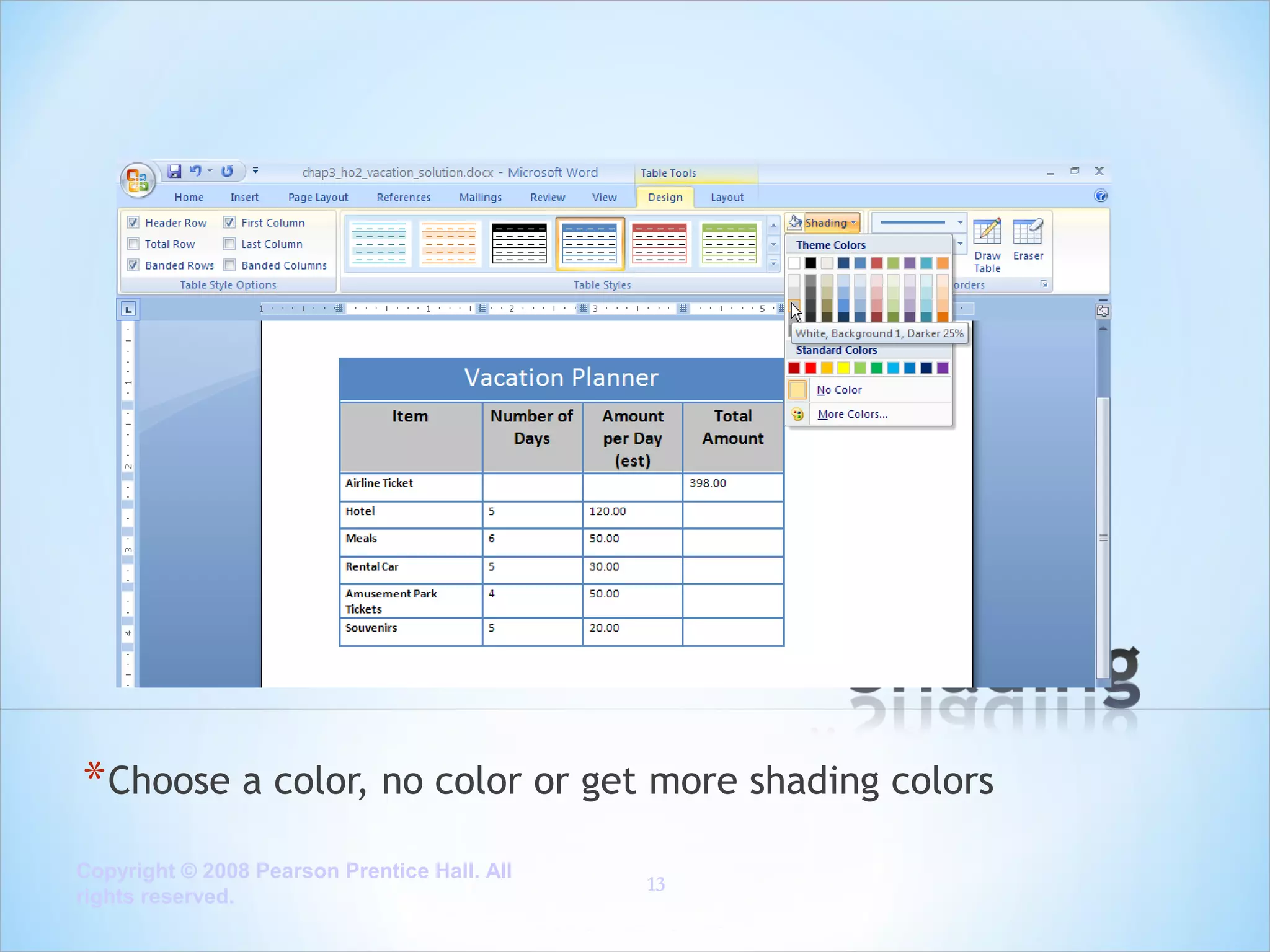 MS Word 2007 insert tables | PPT