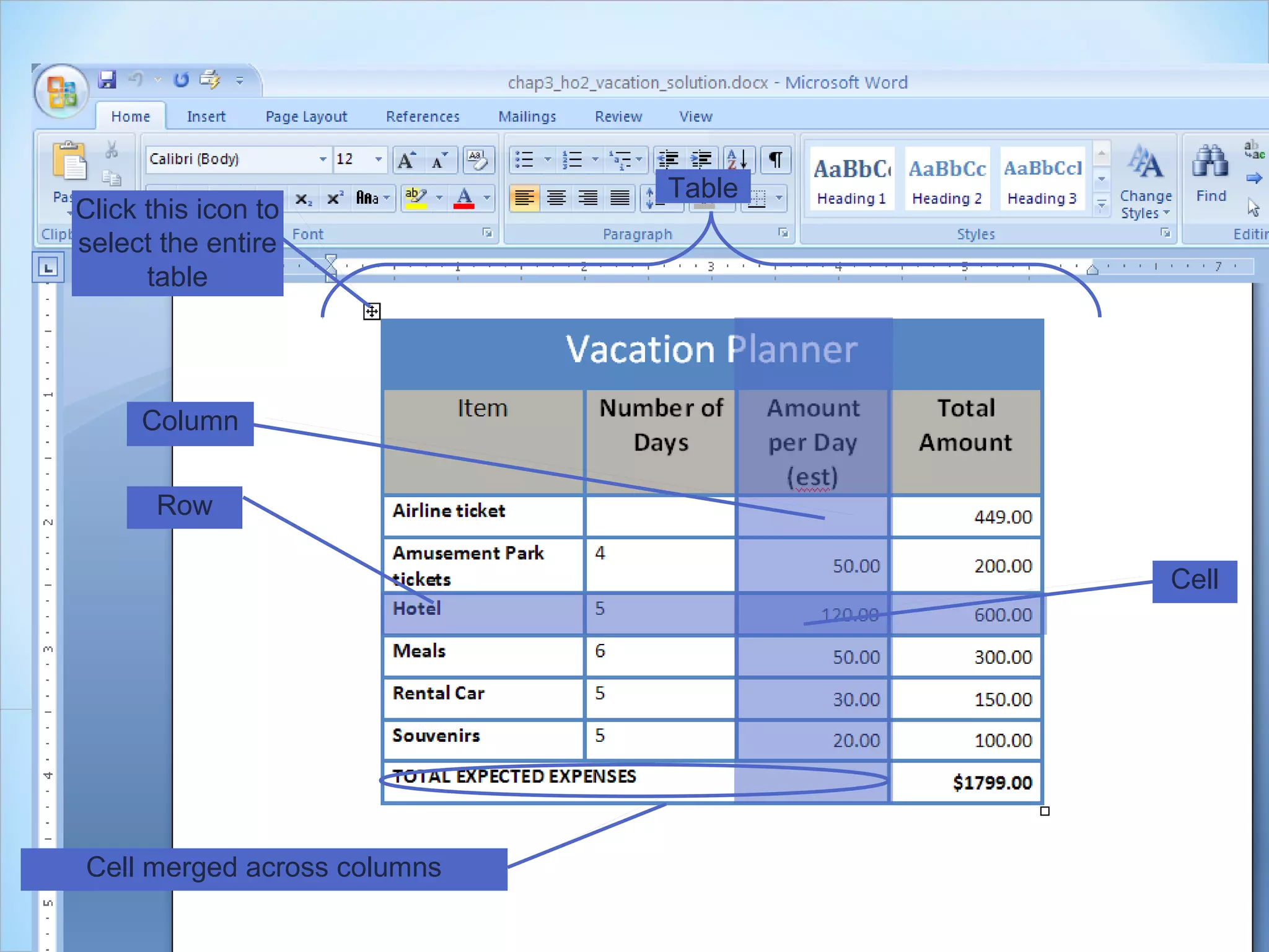 MS Word 2007 insert tables | PPT