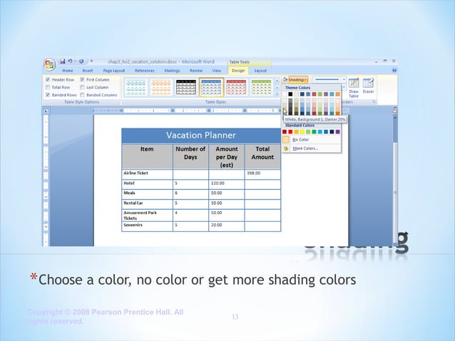 MS Word 2007 insert tables | PPT