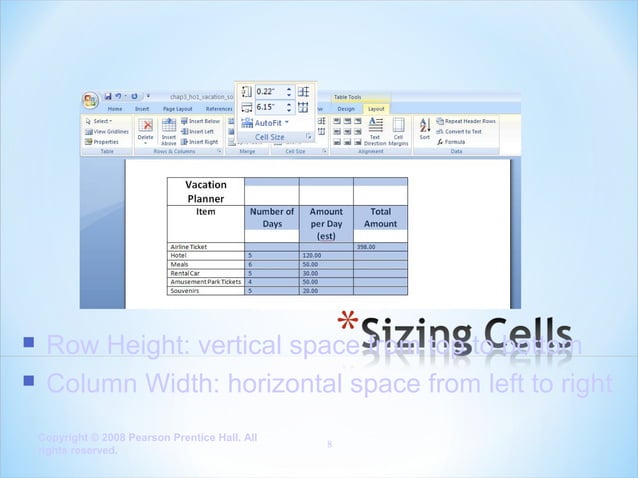 MS Word 2007 insert tables | PPT