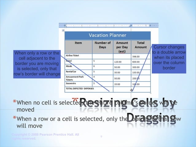MS Word 2007 insert tables | PPT