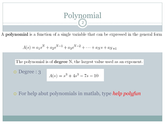 Polynomials and Curve Fitting in MATLAB | PPT