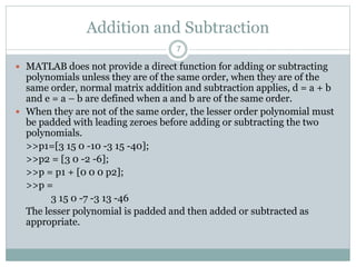 Polynomials and Curve Fitting in MATLAB | PPT