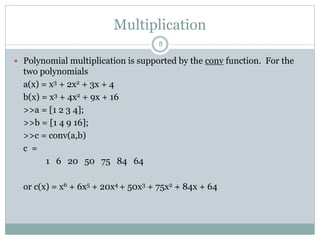 Polynomials and Curve Fitting in MATLAB | PPT