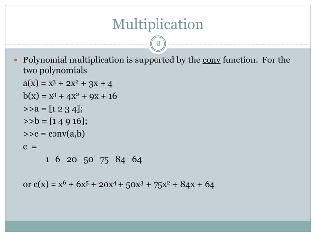 Polynomials and Curve Fitting in MATLAB | PPT